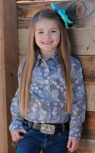 Girl's Cruel Girl Purple Paisley Long Sleeve Shirt – Hilltop Western ...